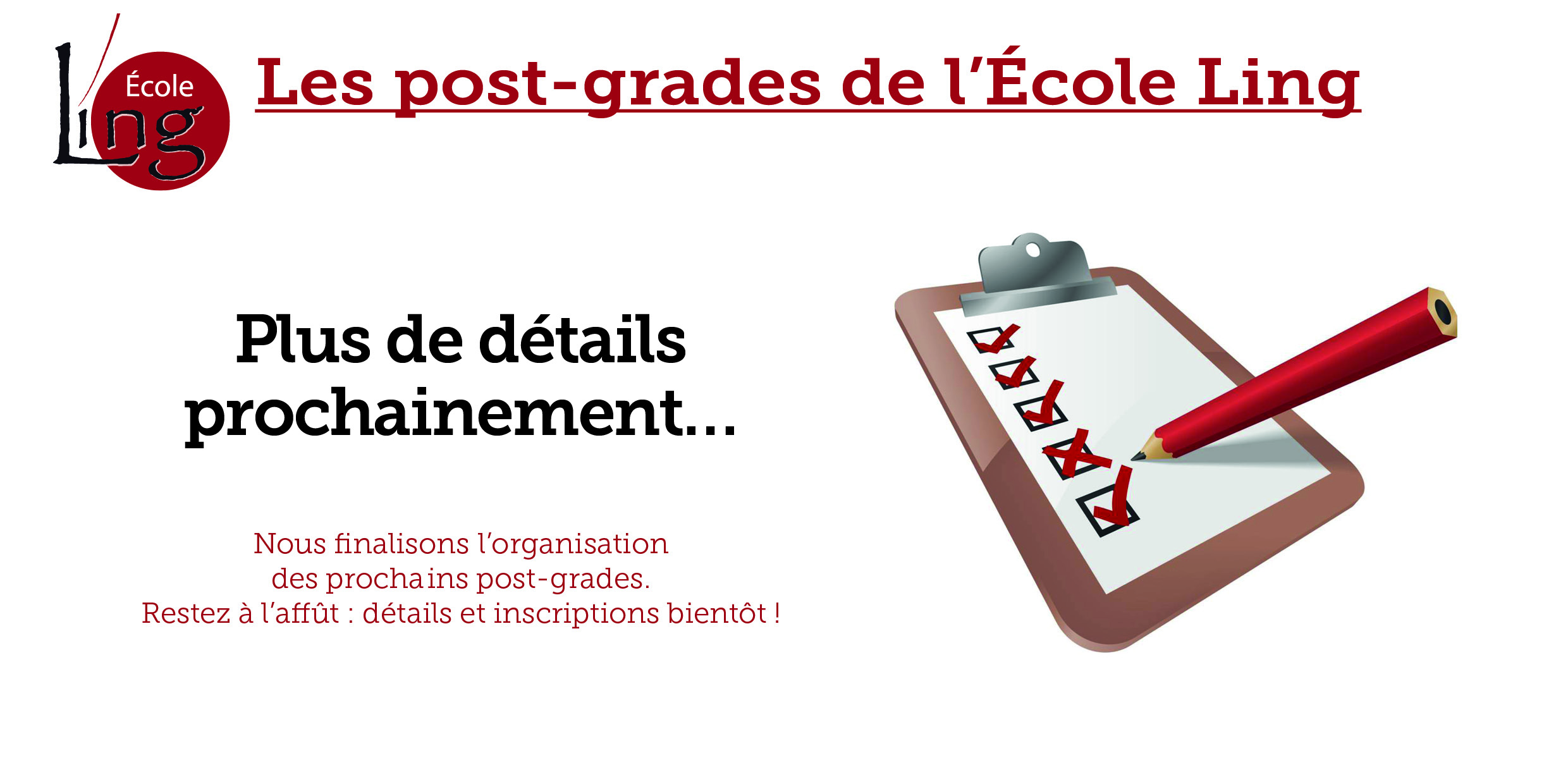 Deux post-grades en 2026 à l’École Ling ! | Ecole Ling